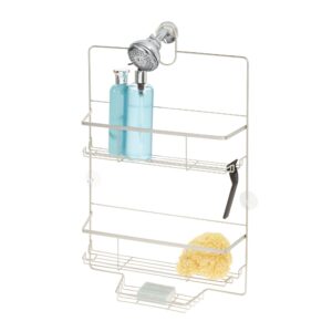 idesign everett wide metal hanging shower caddy, bath organizer holds shampoo, razors, conditioner, soap, 15.5" x 4.14" x 25.21", satin