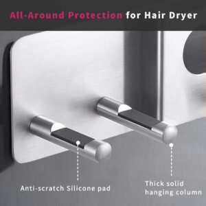 Hair Dryer Holder Compatible with Dyson Supersonic Hair Dryer Compatible with Dyson Airwrap Styler Organizer Storage 2in1 Wall Mounted Stand Fits Curler Diffuser 2 Nozzles for Bathroom Bedroom Salon