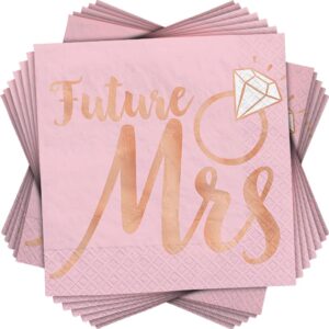 blush wedding beverage napkins "future mrs. (5" x 5") - pack of 16, adorable napkins - perfect for bridal shower & engagement celebrations