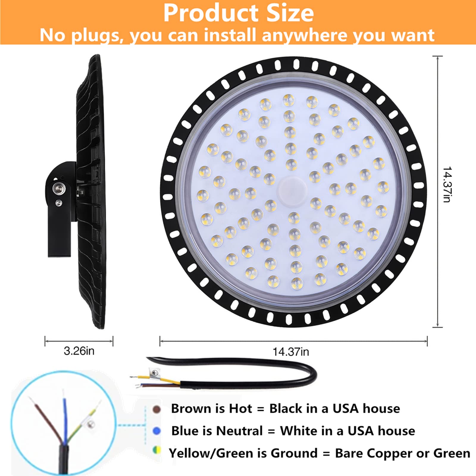 UFO LED High Bay Lights 300W 3 Packs,Super Bright 30000LM High Bay LED Shop Lights,6500K Daylight High Bay LED Lights,Waterproof High Bay Lighting,LED High Bay Light for Factory Warehouse Workshop