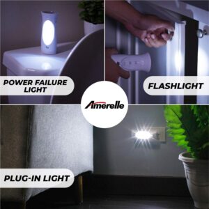 Amerelle LED Emergency Lights For Home Power Failure, 3 Pack - Triple Function Power Failure Light and Plug In Flashlight Combo, With Rechargeable Battery - Be Snow Storm & Hurricane Ready (71134)