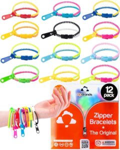 upbrands quiet prizes for kids classroom double tour zipper bracelets, school rewards, party favors for kids, goodie bags, easter egg basket stuffers (unicolor)