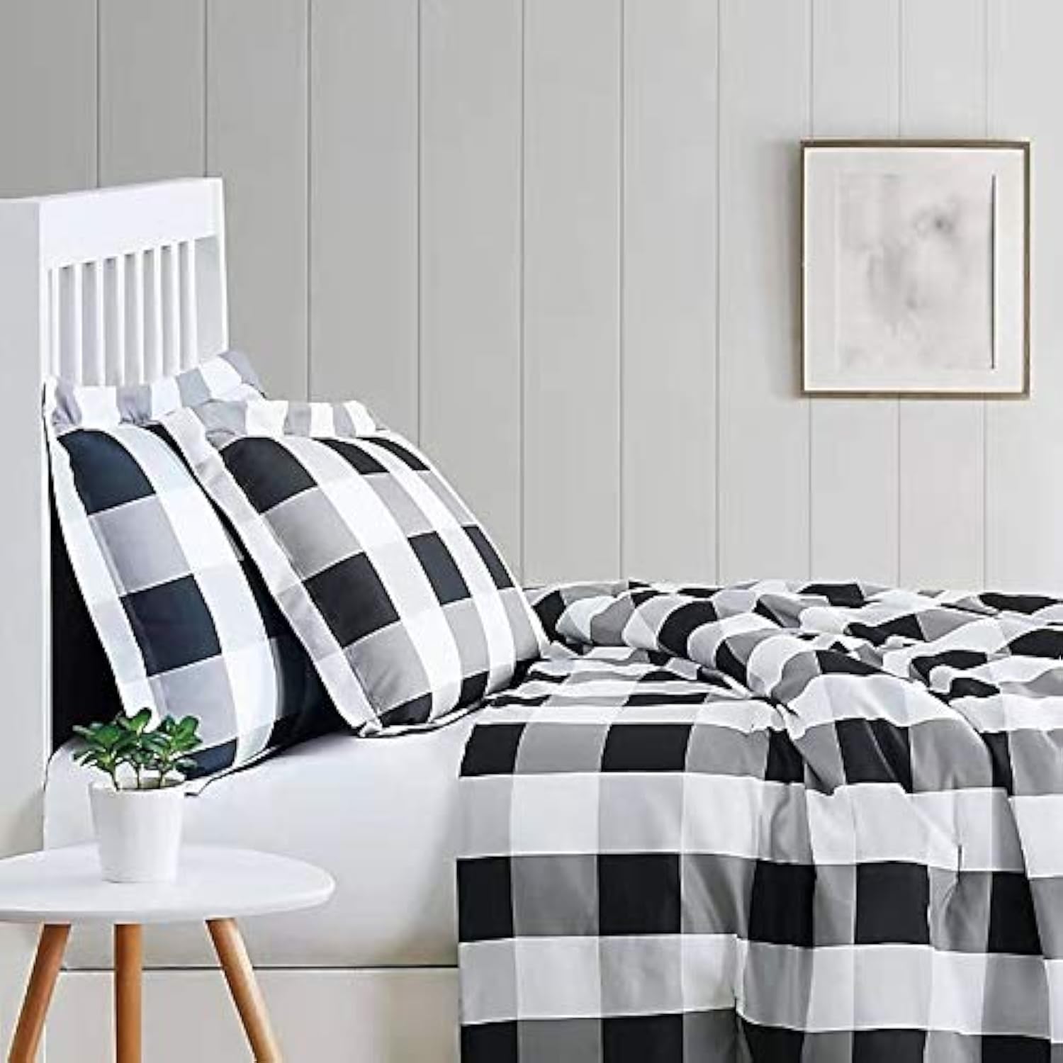 Truly Soft Everyday Buffalo Plaid Black Twin XL Duvet Cover Set