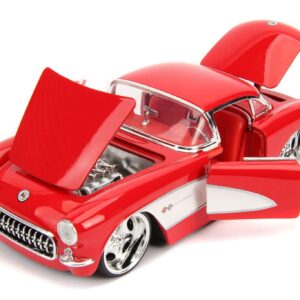 Jada 1957 Chevrolet Corvette Red with Red Interior Bigtime Muscle 1/24 Diecast Model Car 31451