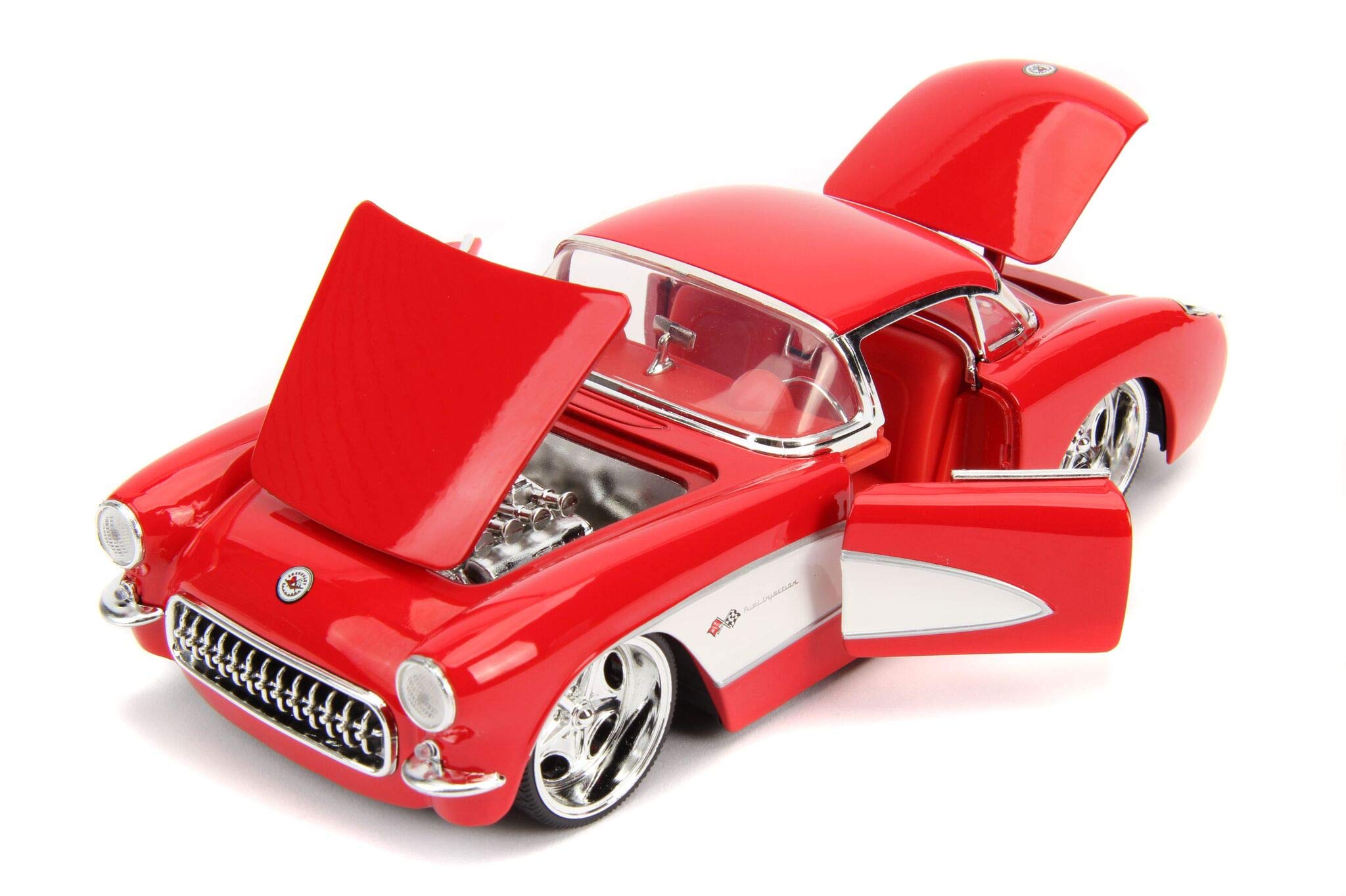 Jada 1957 Chevrolet Corvette Red with Red Interior Bigtime Muscle 1/24 Diecast Model Car 31451