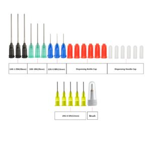 SHAOTONG 6Pcs Squeeze Bottle with 14Pcs Dispensing Needles and 1Pc Dispensing Brush and 12Pcs Cap (30ml+50ml+100ml)