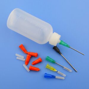 SHAOTONG 6Pcs Squeeze Bottle with 14Pcs Dispensing Needles and 1Pc Dispensing Brush and 12Pcs Cap (30ml+50ml+100ml)