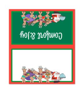 christmas party place cards - 25 holiday guest seating name cards - table tents - placecards-santa catering food (santa & food)