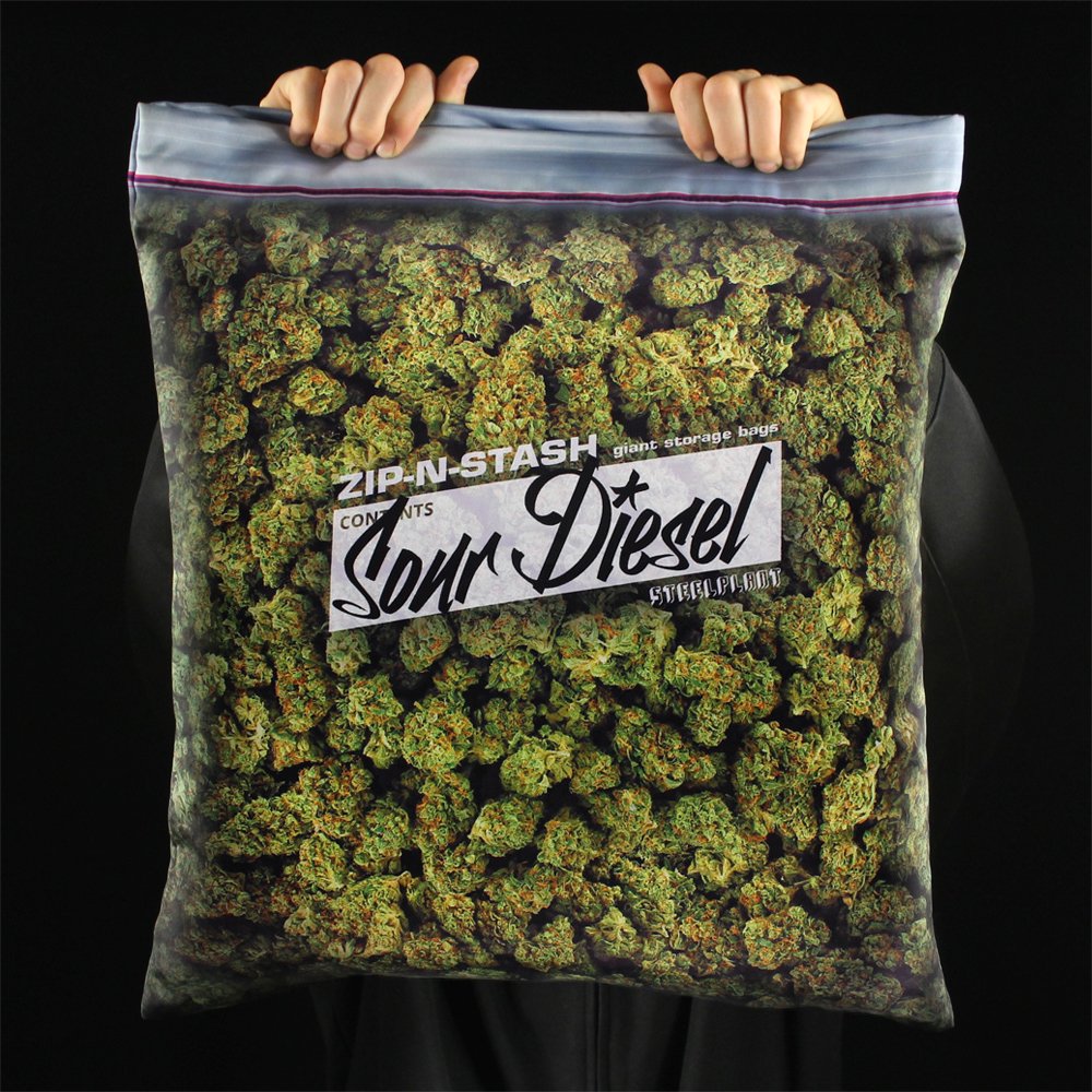 Sour Diesel Giant Stash Weed Pillowcase | Decorative Throw Pillow Cover with Realistic Reefer Imagery | Secret Pocket Compartment | Fits 18 x 18 Inch Pillow Insert | Weed Decor