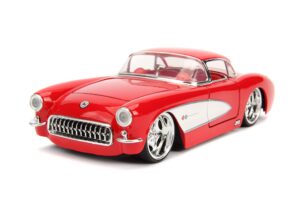 jada 1957 chevrolet corvette red with red interior bigtime muscle 1/24 diecast model car 31451