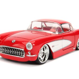 Jada 1957 Chevrolet Corvette Red with Red Interior Bigtime Muscle 1/24 Diecast Model Car 31451