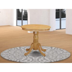 East West Furniture EMT-OAK-TP Eden Dining Room Table - a Round kitchen Table Top with Pedestal Base, 30x30 Inch, Oak