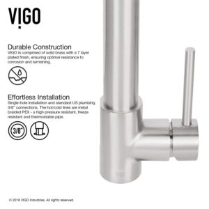 VIGO VG02032STK2 22" H Laurelton Single-Handle with Pull-Down Sprayer Kitchen Faucet with Soap Dispenser in Stainless Steel