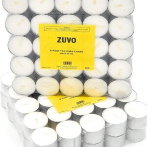 8 Hour Tea Lights Candles (50 Pack) - White Long Lasting Tea Lights -Smokeless & Unscented Candles - Party Candles- for Weddings - 3.8 x 2.3 CM, 8hr