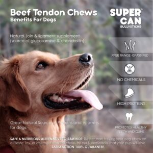 SuperCan Bully Sticks Beef Tendon Chews for Dogs (4-7 Inch Thick Sticks: 10 Count) | Natural Farm Raised Cattle Treats | Long Lasting as Bully Sticks | Promoting Healthy Joints & Hip