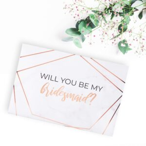 Pop Fizz Designs Bridesmaid Proposal Box Set I 6 Pack I 1 Maid of Honor Proposal Box and 5 Will You be My Bridesmaid Boxes I Marble with Gold Foil Bridesmaid Box for Bridesmaid Gifts