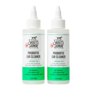 SKOUT'S HONOR Dog Ear Cleaner Solution with Aloe Vera - Alcohol-Free, Fragrance-Free, Non-Medicated Ear Wash for Dogs, 4 oz.