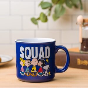 Silver Buffalo Peanuts Squad Featuring Sally, Linus, Charlie Brown, Lucy, Snoopy, and Woodstock Ceramic Camper Mug, 20 Ounces