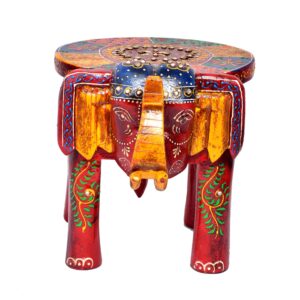 eurasia multi color wooden with stone home decor stool elephant shape decorative baby sitter stool 8"