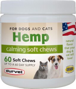 durvet hemp calming soft chews - 60 count jar