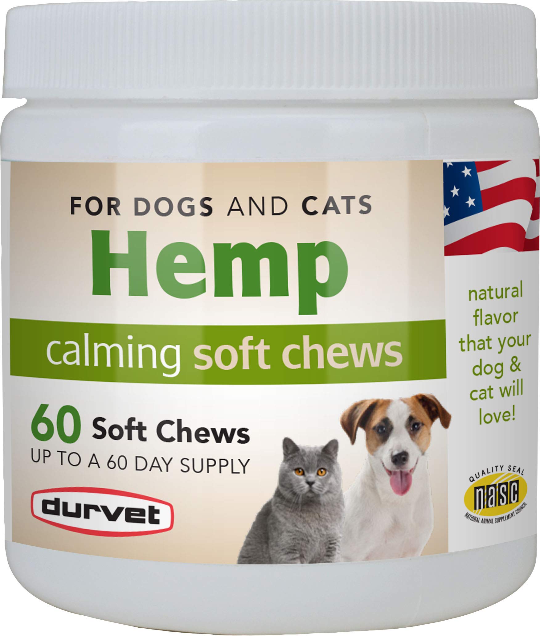 Durvet Hemp Calming Soft Chews - 60 Count jar