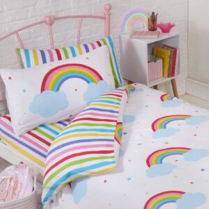 price right home rainbow sky single duvet cover and pillowcase set