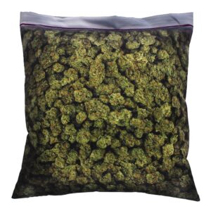 Sour Diesel Giant Stash Weed Pillowcase | Decorative Throw Pillow Cover with Realistic Reefer Imagery | Secret Pocket Compartment | Fits 18 x 18 Inch Pillow Insert | Weed Decor