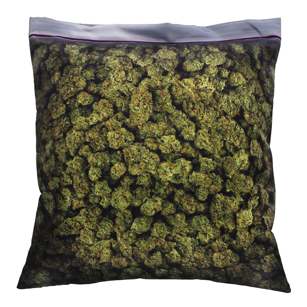 Sour Diesel Giant Stash Weed Pillowcase | Decorative Throw Pillow Cover with Realistic Reefer Imagery | Secret Pocket Compartment | Fits 18 x 18 Inch Pillow Insert | Weed Decor