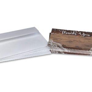 25 Thank You Cards Thick Rustic Style With 25 Envelopes