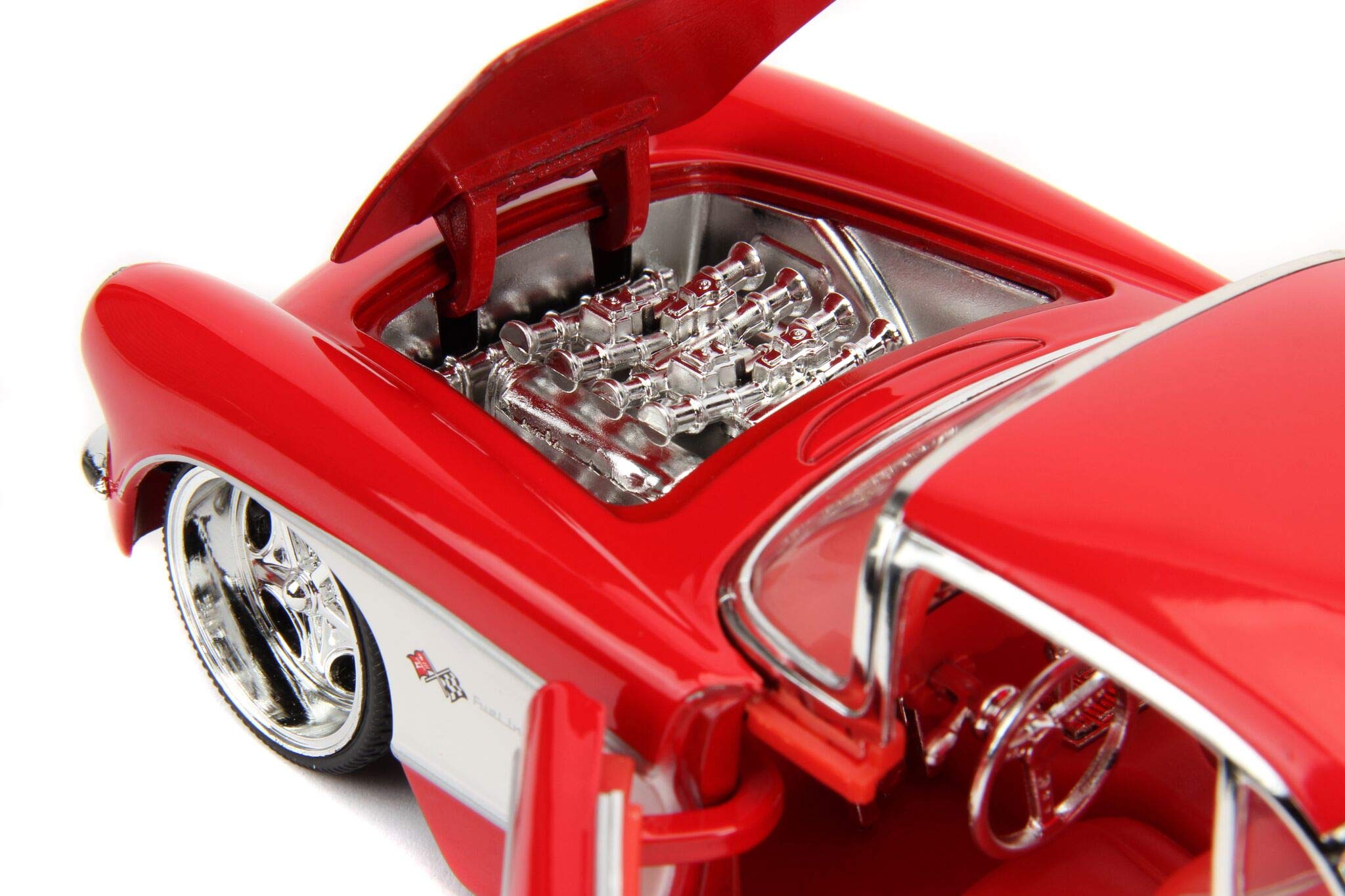 Jada 1957 Chevrolet Corvette Red with Red Interior Bigtime Muscle 1/24 Diecast Model Car 31451