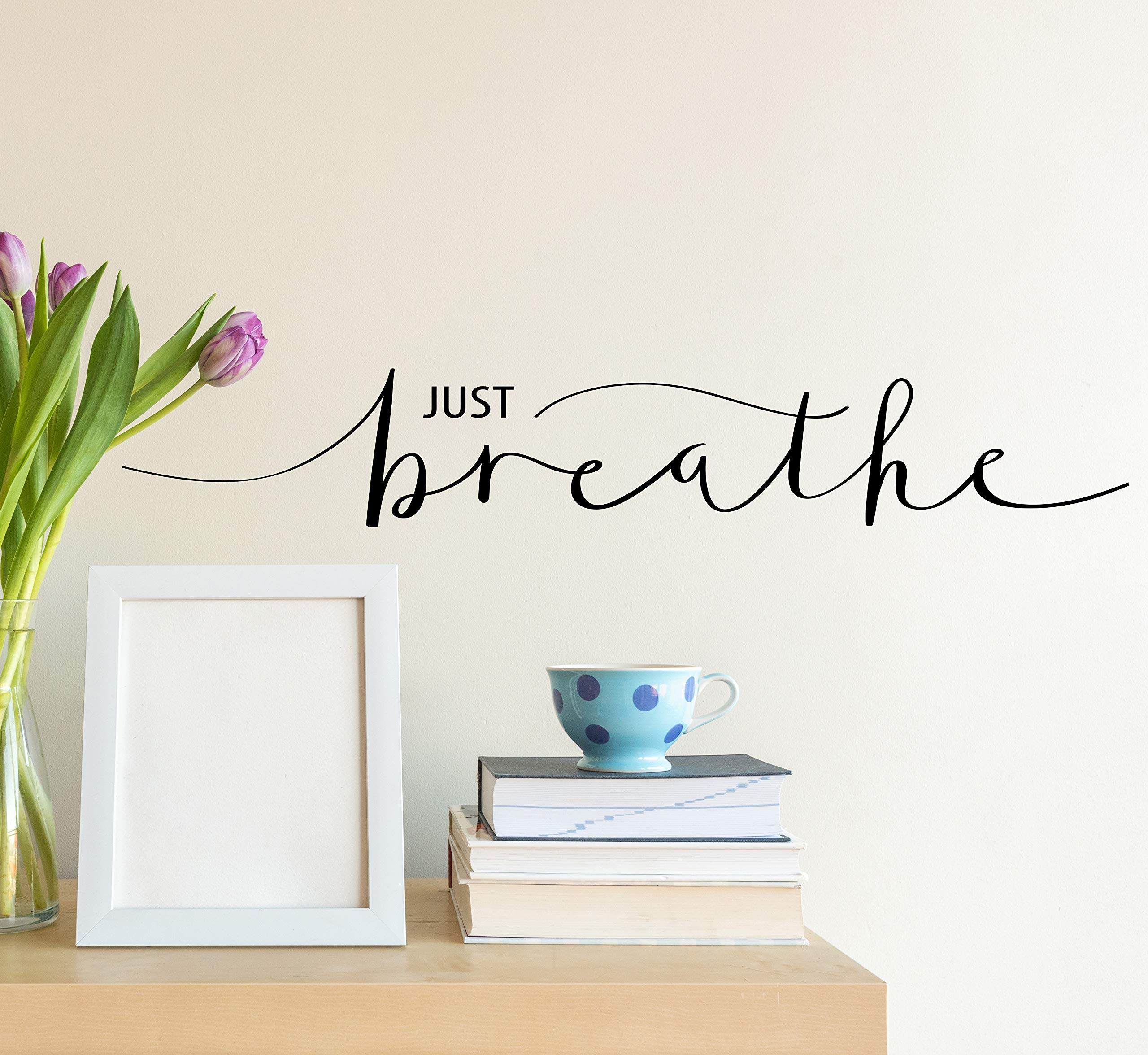 Vinyl Wall Decal Inspiring Quote Just Breathe Words Letter Stickers Mural 28.5 in x 5 in gz075