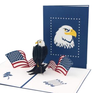 ribbli usa eagle handmade 3d pop up card,greeting card,bird card,national flag card,patriotic card,birthday card,for memorial day,4th of july,flag day,independence day,veterans day,with envelope