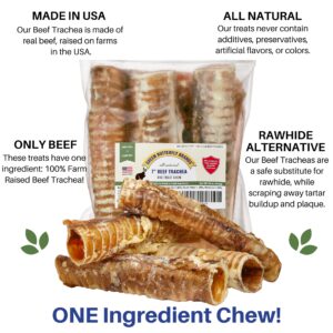 Green Butterfly Brands Dog Chews – Beef Trachea Dog Treat Chew Made in USA. Grass Fed Farm-Raised American Beef. Glucosamine Rich for Healthy Joints. All Natural Dental Chew (7" 16 OZ)