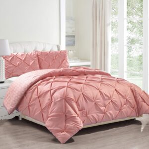 Lala + Bash Ferrah Pin Tuck/Heart Reversible Duvet Set, Twin, Pink