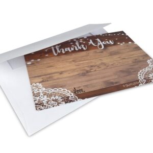 25 Thank You Cards Thick Rustic Style With 25 Envelopes