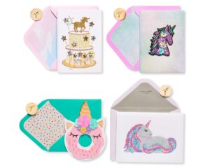 papyrus birthday card assortment, rainbow unicorns (4-count)