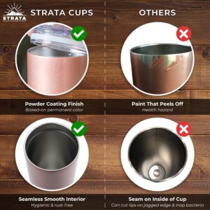 STRATA CUPS Multicolor Skinny Tumbler with Lid and Straw (4 Pack) - 20 Oz Double Wall Insulated Stainless Steel Slim Tumbler with Straw Cleaner, Reusable Metal Tumbler for Hot and Cold Drinks