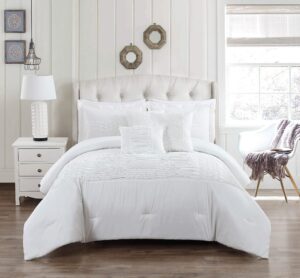 kensie geonna pintucked duvet set, twin, white