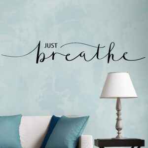 Vinyl Wall Decal Inspiring Quote Just Breathe Words Letter Stickers Mural 28.5 in x 5 in gz075