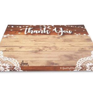 25 Thank You Cards Thick Rustic Style With 25 Envelopes