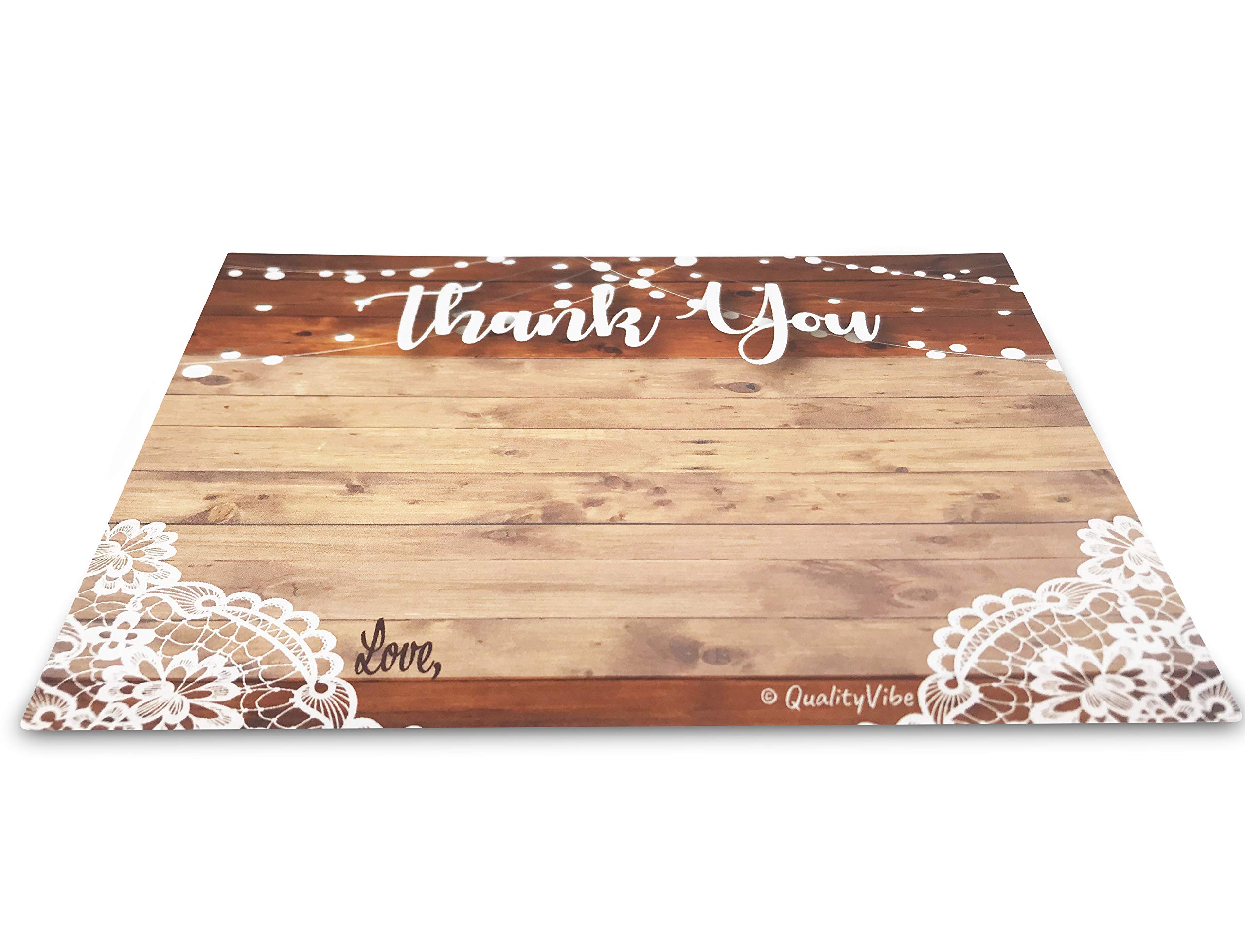 25 Thank You Cards Thick Rustic Style With 25 Envelopes