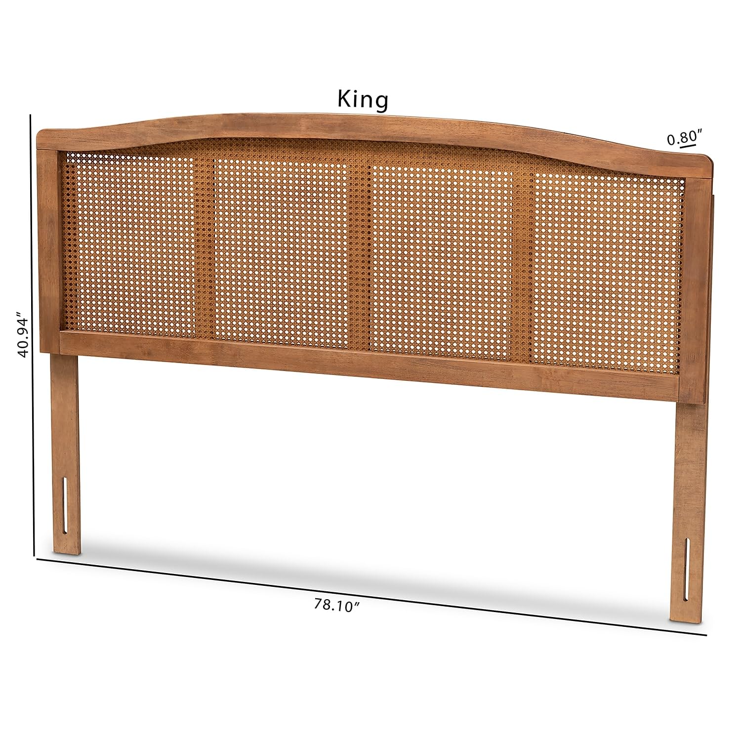 Baxton Studio Marieke King Wood Headboard, 78.1-inch W x 0.8-inch D x 40.94-inch H, Ash Walnut (159-9811-HiT)