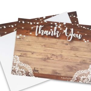 25 Thank You Cards Thick Rustic Style With 25 Envelopes