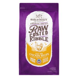 stella & chewy's raw coated premium kibble cat food – grain free, protein rich meals – cage-free chicken recipe – 10 lb. bag