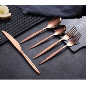 Rose Gold Silverware Set, Berglander Titanium Rose Gold Plating Flatware Set 20 Pieces, Stainless Steel Rose Gold Cutlery Set, Copper Silverware Set Service For 4