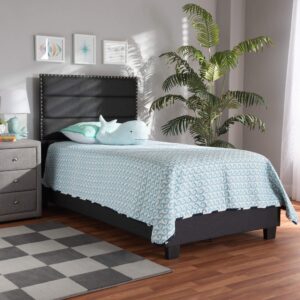 baxton studio ansa modern and contemporary dark grey fabric upholstered twin size bed