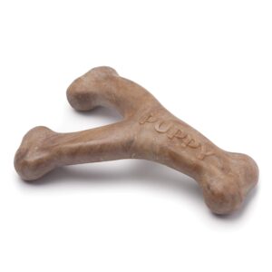 benebone puppy wishbone dog chew toy, made in usa, real bacon flavor, small