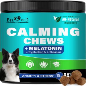 hemp calming chews for dogs & puppy-pet separation anxiety relief treats & calm aggressive behavior - melatonin anti stress treatment help with thunder, sleep aid - made in usa (bacon (for dogs))