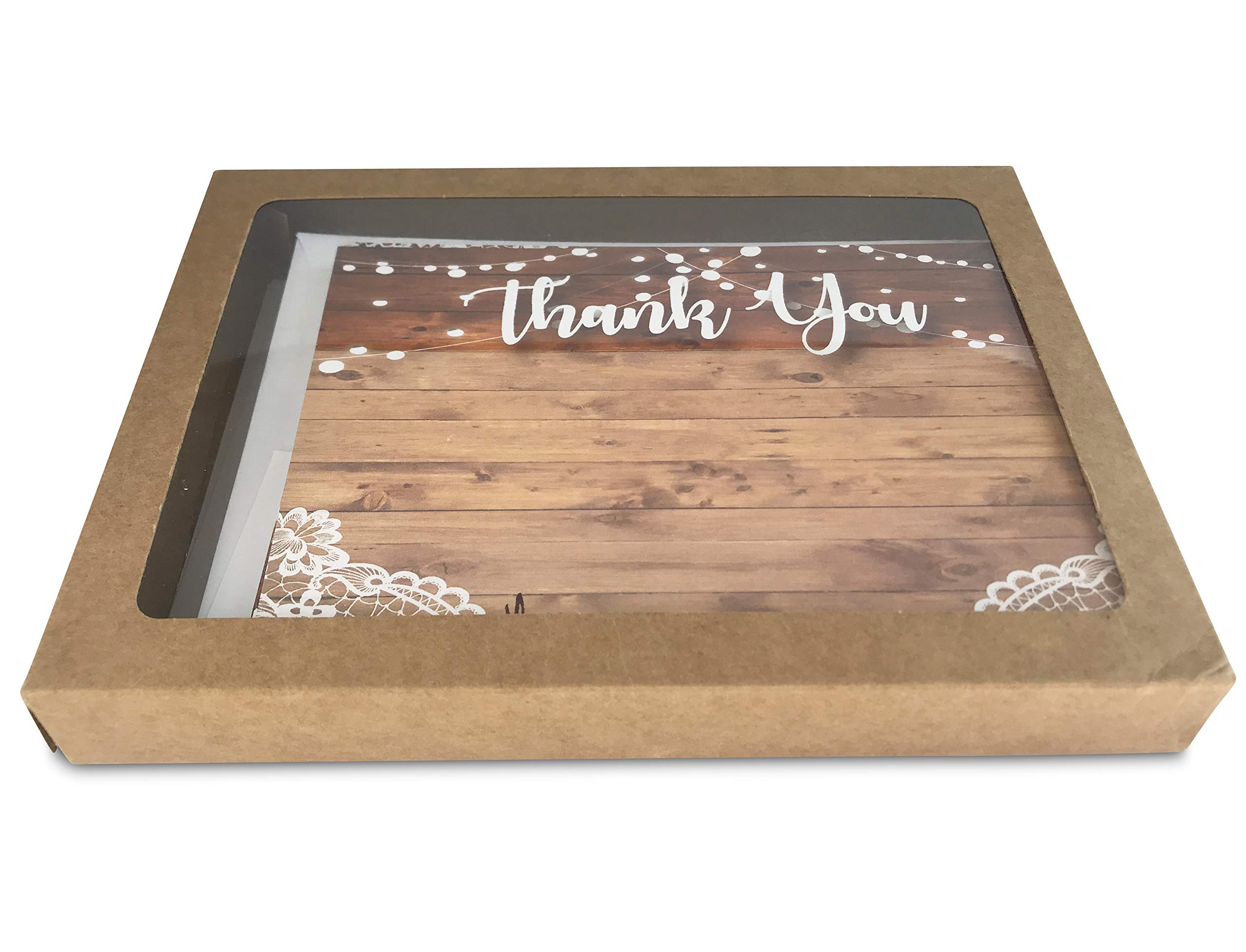 25 Thank You Cards Thick Rustic Style With 25 Envelopes