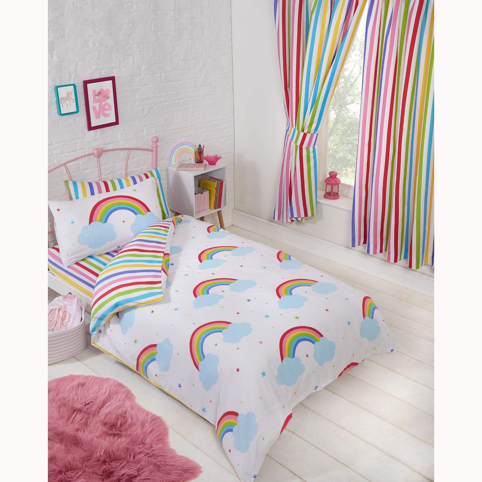 Price Right Home Rainbow Sky Single Duvet Cover and Pillowcase Set